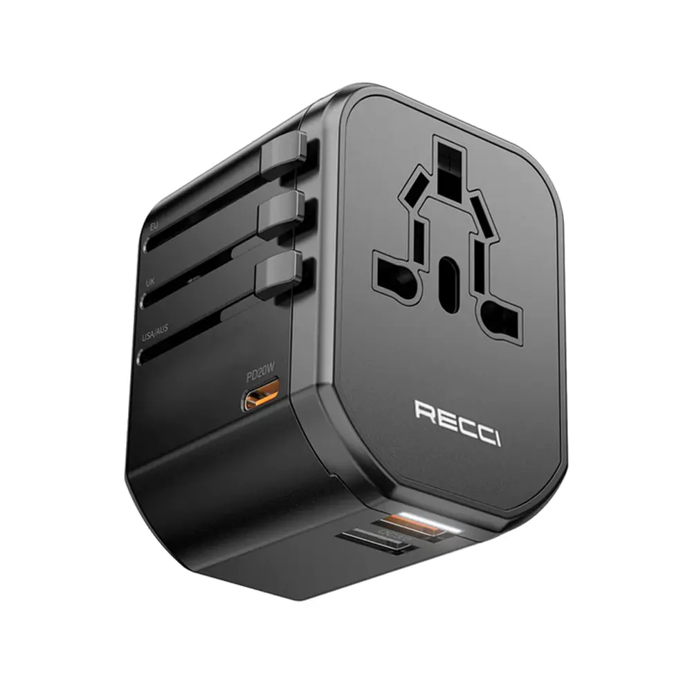 Recci RCG-P02 Universal Wall Charger 2x USB + PD Type-C 20W Fast ...
